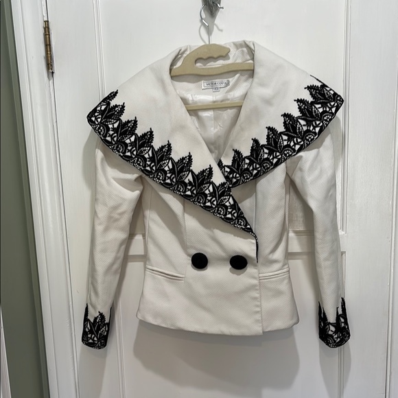 Victor Costa | Jackets & Coats | Vintage Victor Costa White Woven ...